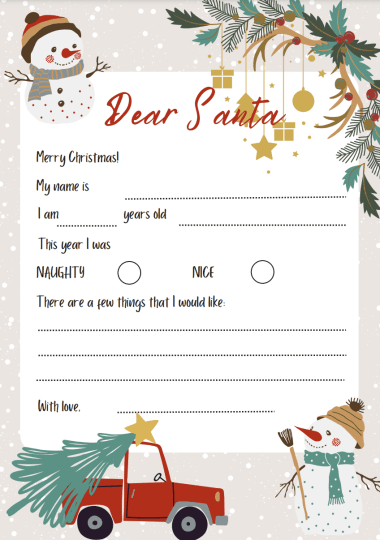 Kids' Christmas Activities: FREE printable letter to Santa templates
